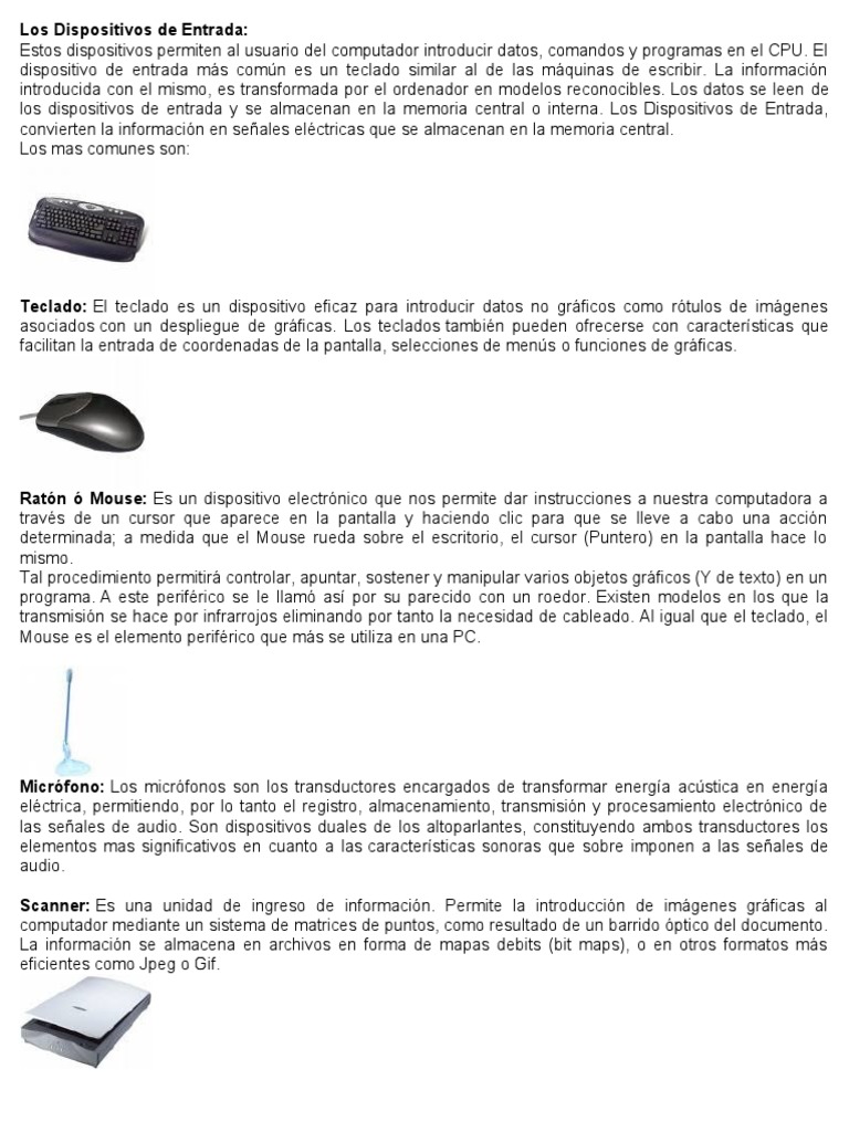 10 Dispositivos de Entrada | PDF | Hardware de la computadora | Periférico