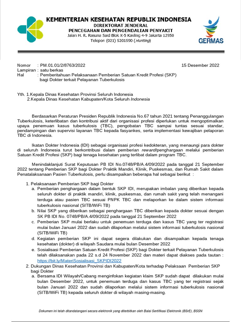 Verbal 8763 - Surat Pemberitahuan Klaim SKP IDI | PDF