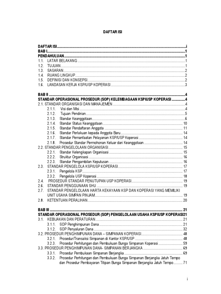 SOP Koperasi Simpan Pinjam | PDF
