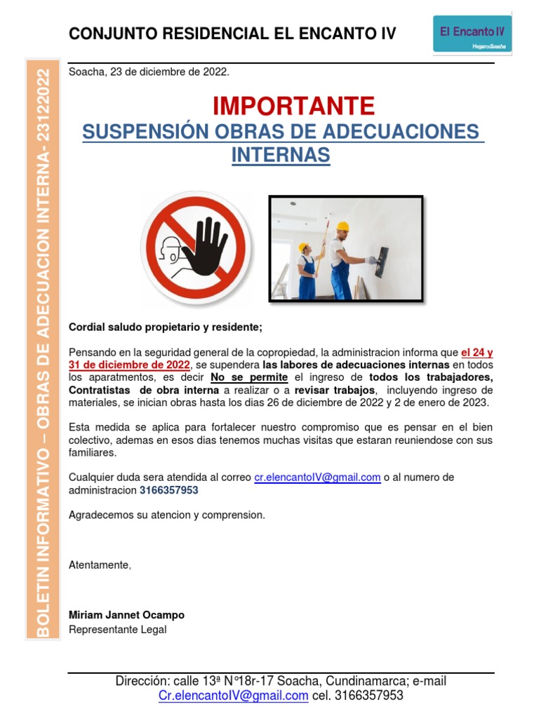 Comunicado Suspencion Obras Locativas | PDF