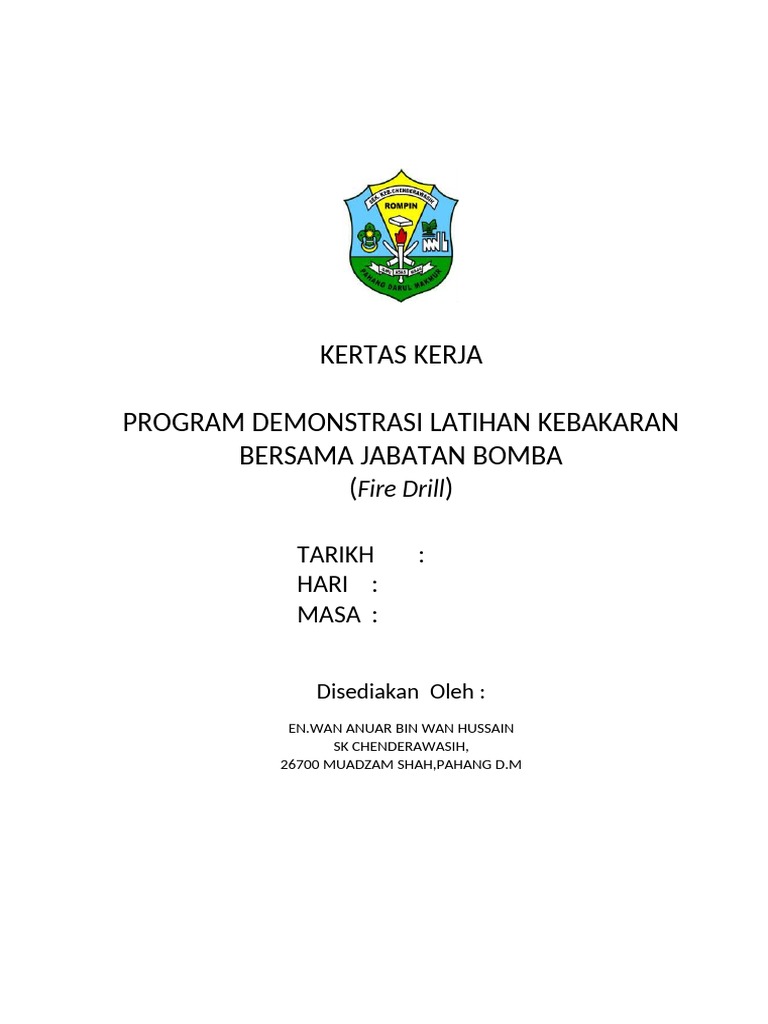 KERTAS KERJA Fire Drill SKCH 2022 | PDF