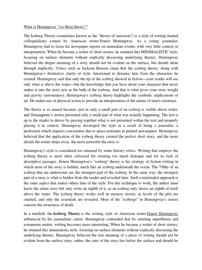 Hemingway's Iceberg Theory Explained | PDF