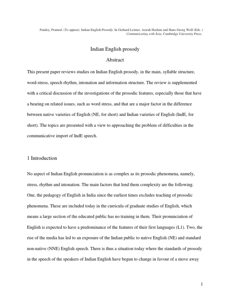 Indian English Prosody | PDF | Syllable | Stress (Linguistics)