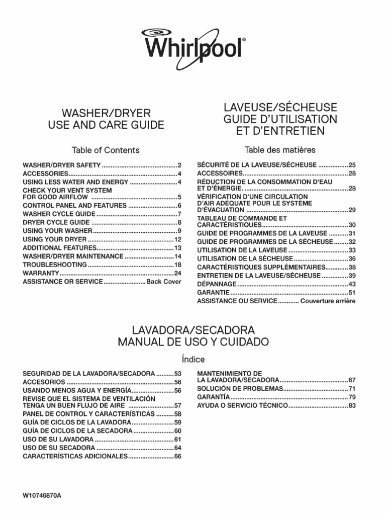 WHIRLPOOL | PDF | Clothes Dryer | Washing Machine