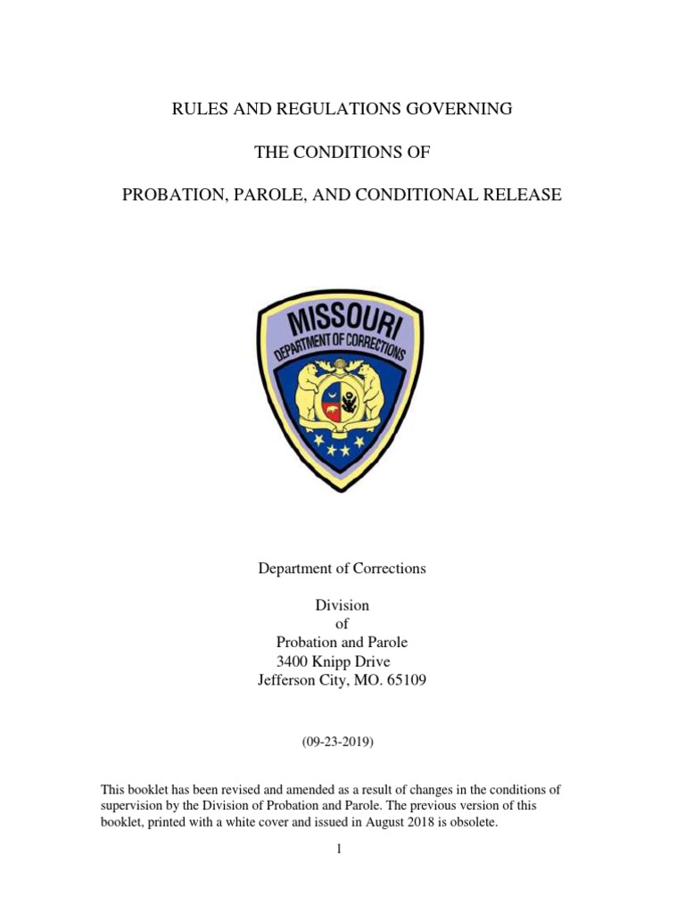 Rules and Regulations Governing The Conditions of Probation Parole and ...