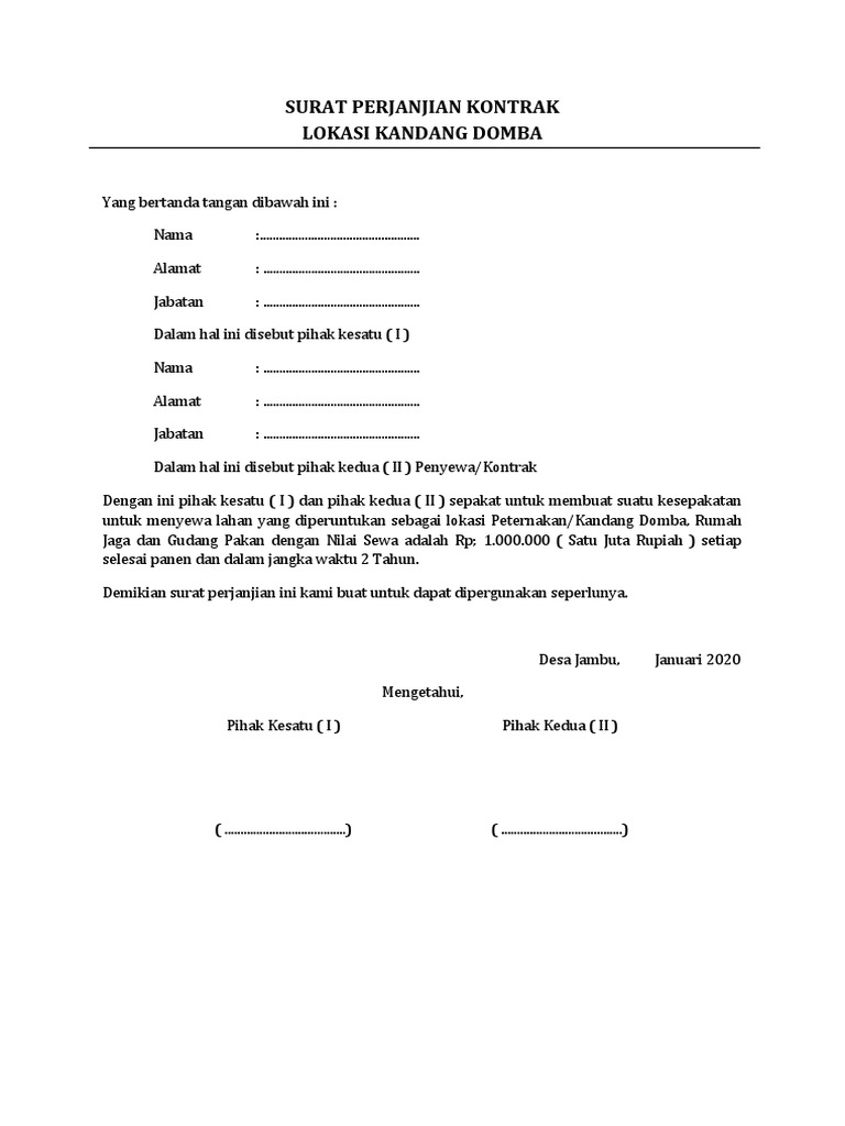 Surat Perjanjian Kontrak | PDF