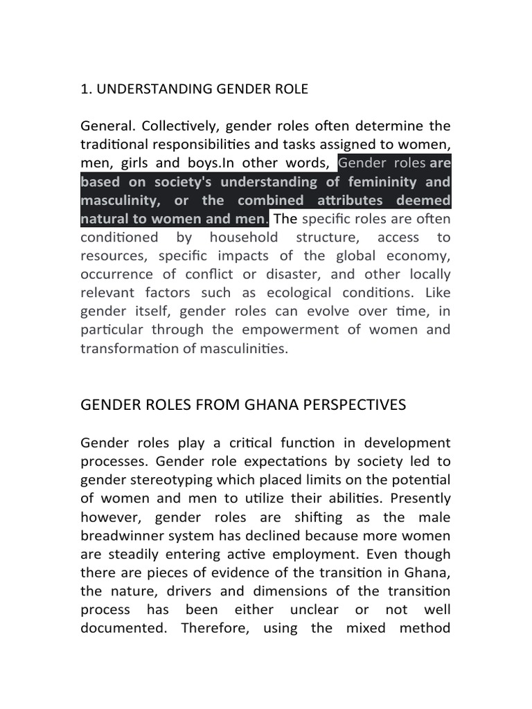 Understanding Gender Role 1 | PDF | Gender Role | Gender