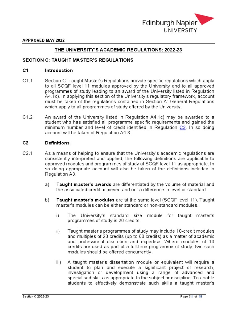SectionC 2022 23 FINAL | PDF | Master's Degree | Postgraduate Education