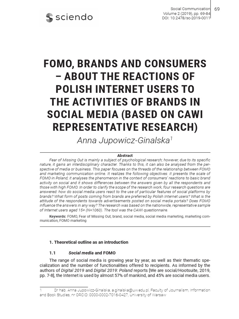 FOMO Brands and Consumers About The Reac | PDF | Social Media | Popular ...