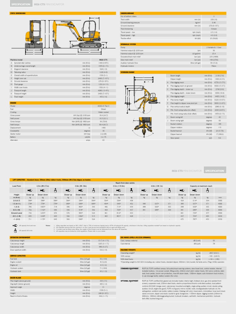 JCB 8026 Cts 3 Tonne Excavator | PDF | Elevator | Vehicles