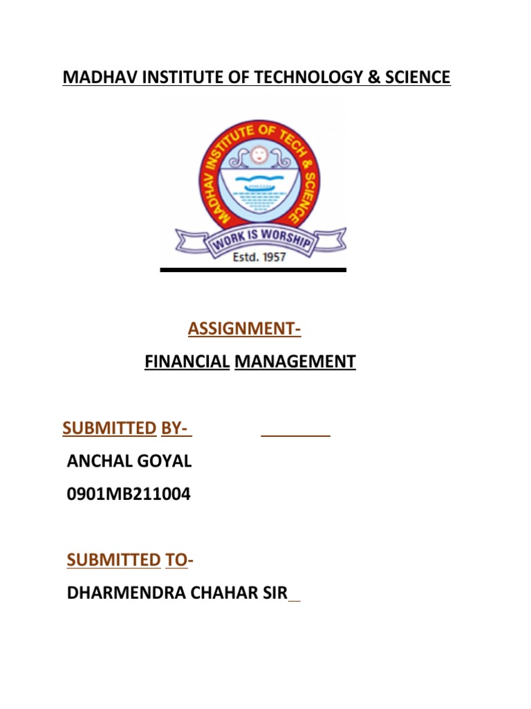 Finance Assignment' 1 | PDF | Cost Of Capital | Time Value Of Money