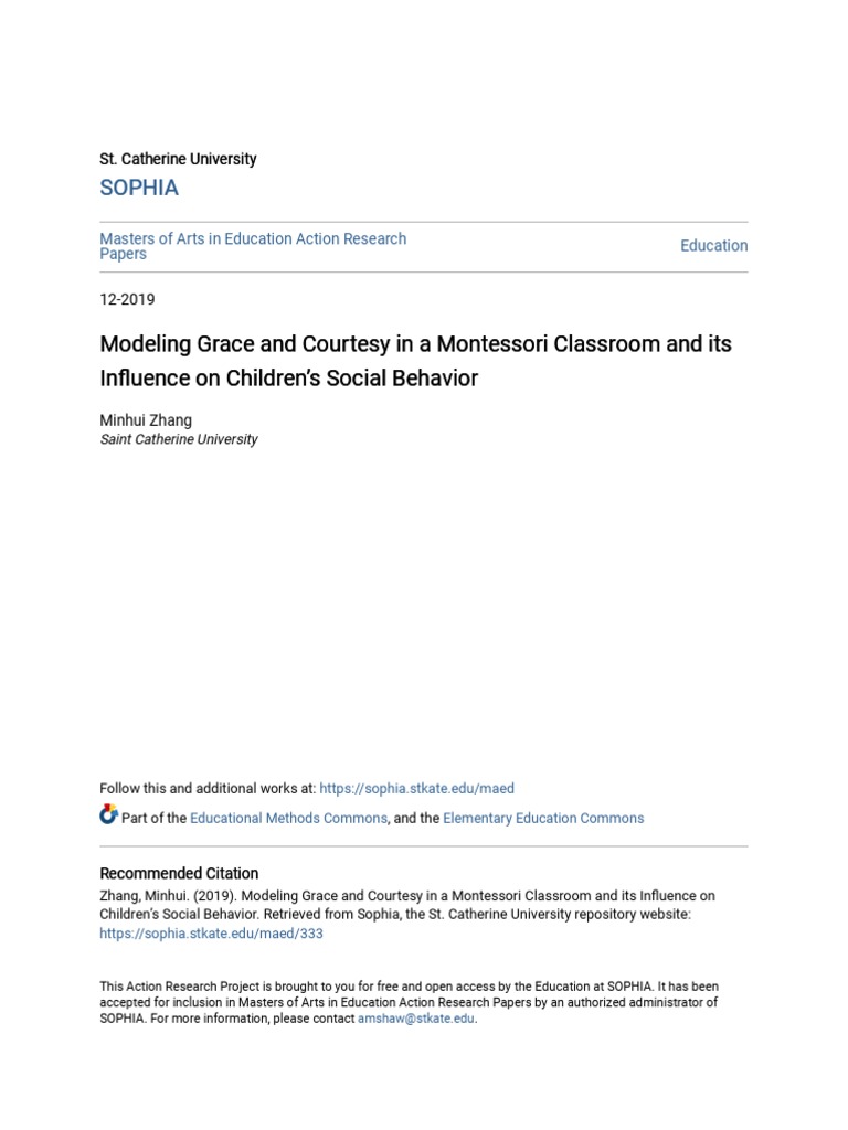 Modeling Grace and Courtesy in A Montessori Classroom and Its Inf | PDF ...