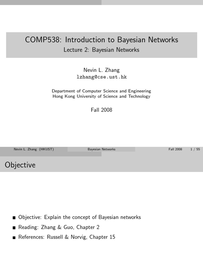 COMP538: Introduction To Bayesian Networks | PDF | Bayesian Network | Statistics