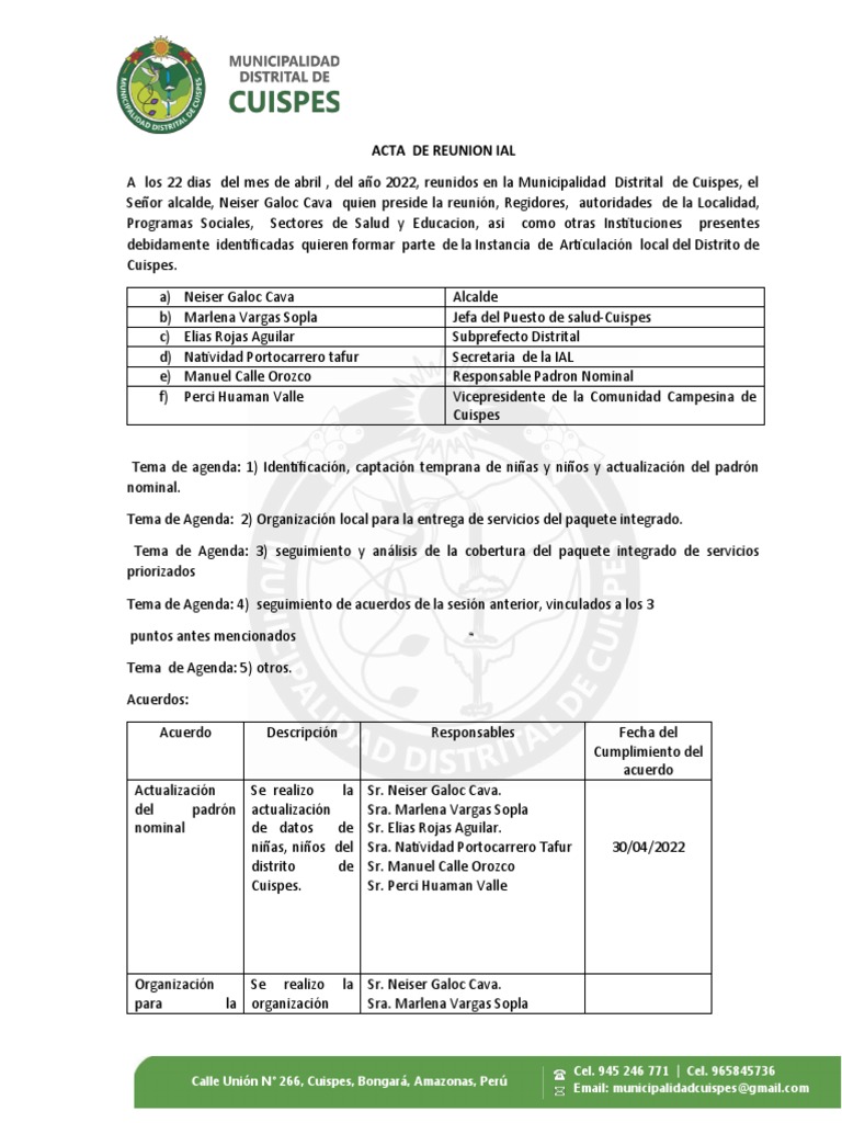 ACTA IAL | PDF | Gobierno