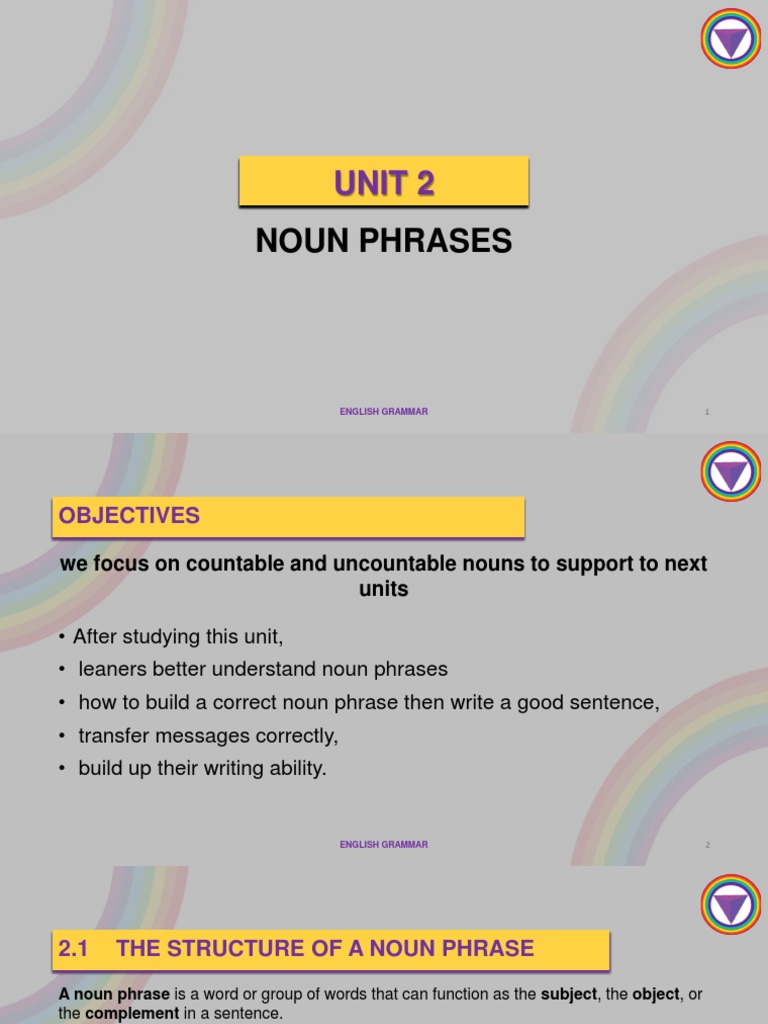 Unit 2 - Noun Phrases | PDF | English Grammar | Noun