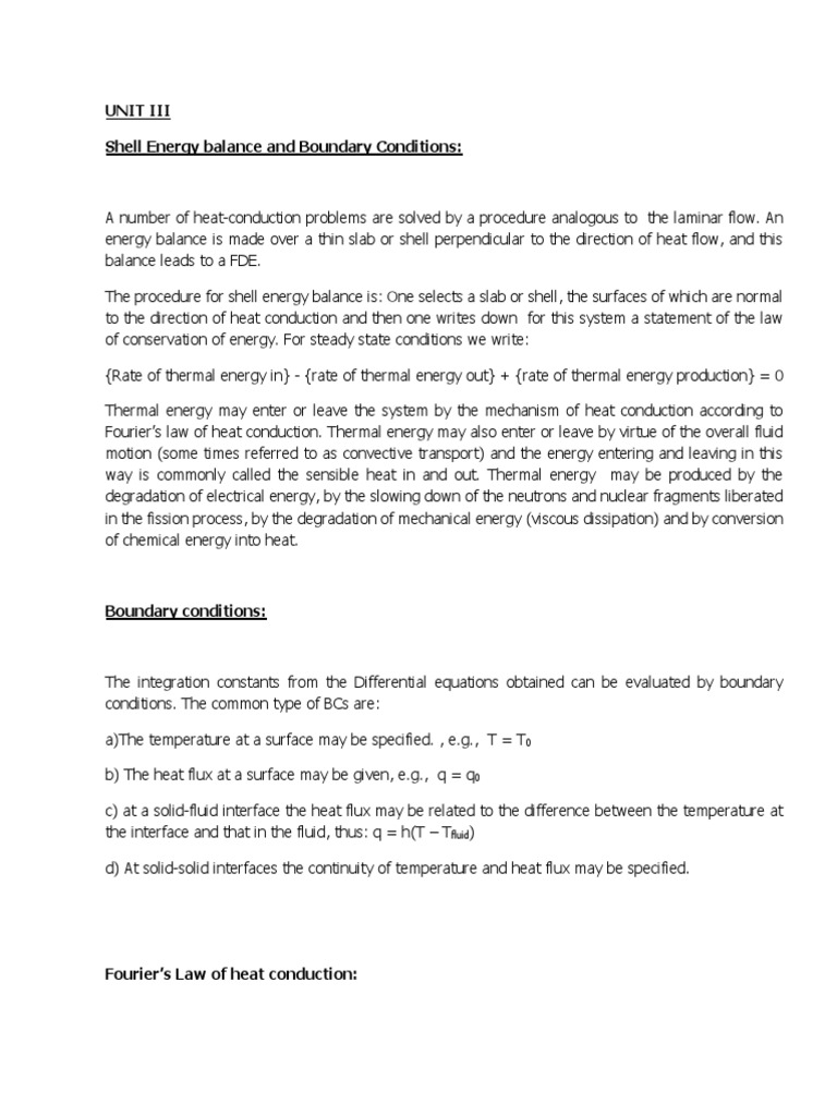 Shell Energy Balance and Boundary Conditions in Heat Transfer Problems ...