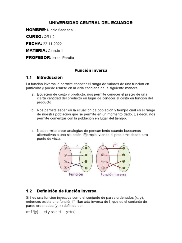 Nicole Santiana - Funcion Inversa | PDF | Función (Matemáticas ...