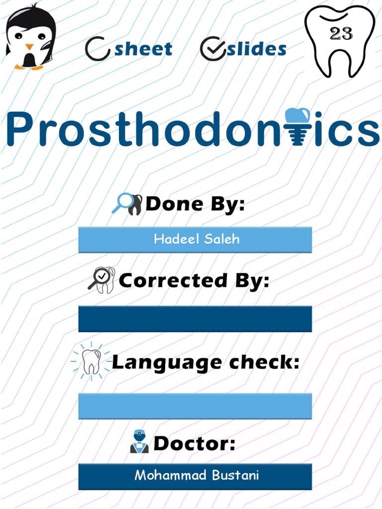 Prostho Sheet 23 | PDF | Dentures | Dentistry Branches