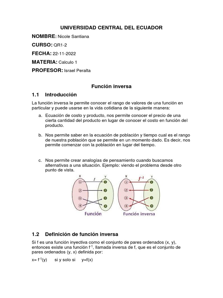Nicole Santiana - Funcion Inversa | PDF | Función (Matemáticas ...