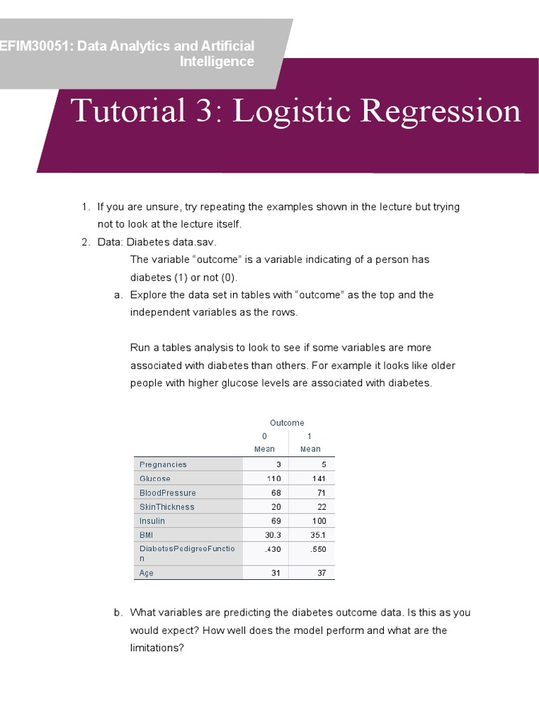 Tutorial 3 Logistic Regression Solutions 1 | Download Free PDF | Logistic Regression ...