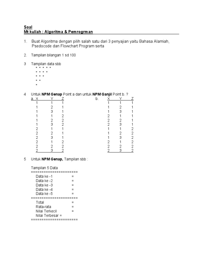 Soal Algoritma & Pemrograman | PDF