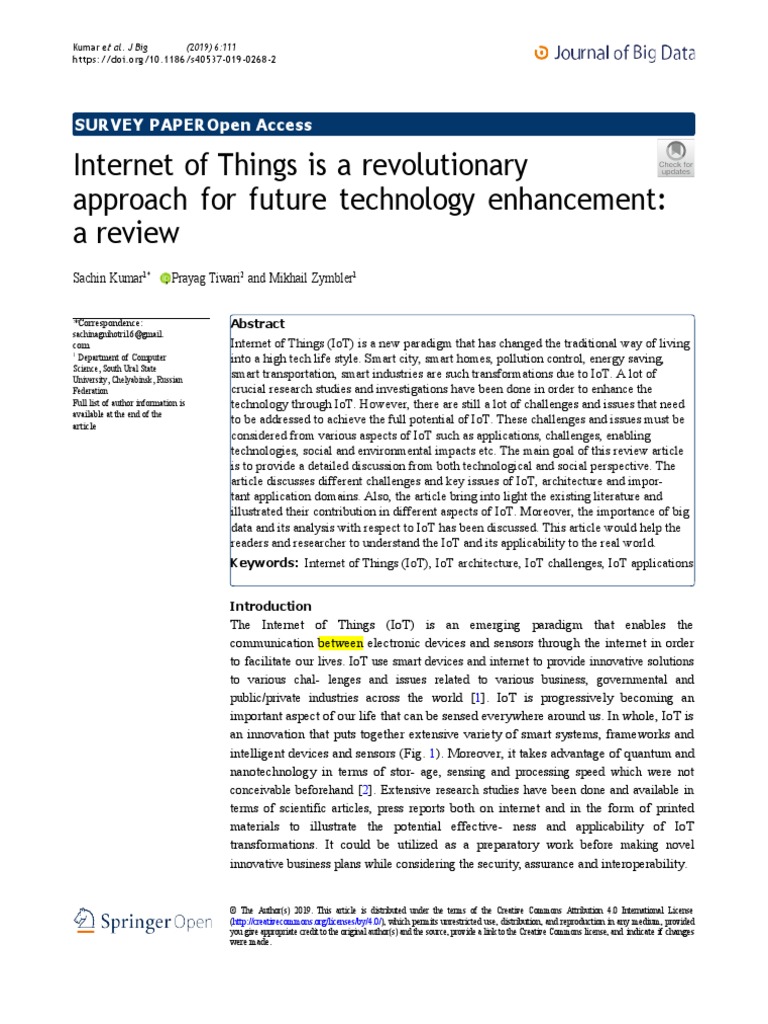 Internet of Things Is A Revolutionary Approach For Future Technology Enhancement: A Review ...