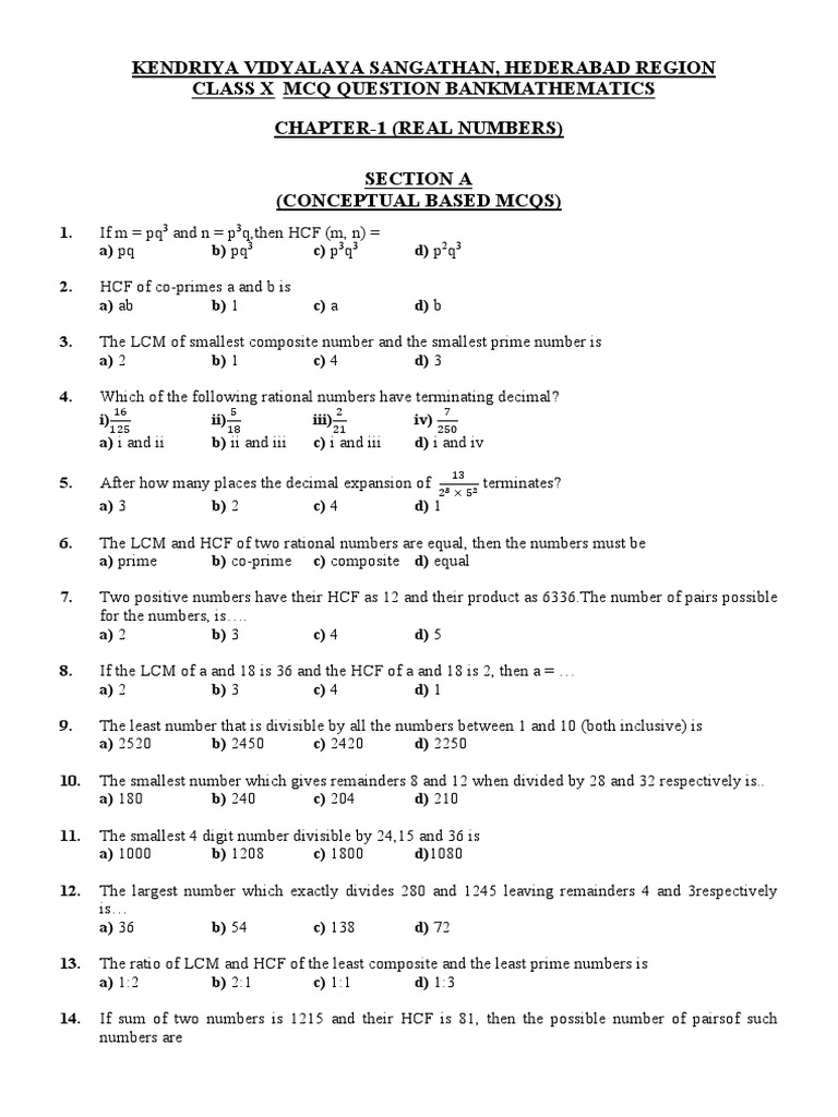 Pages From KENDRIYA VIDYALAYA-MATHS | PDF | Numbers | Mathematics