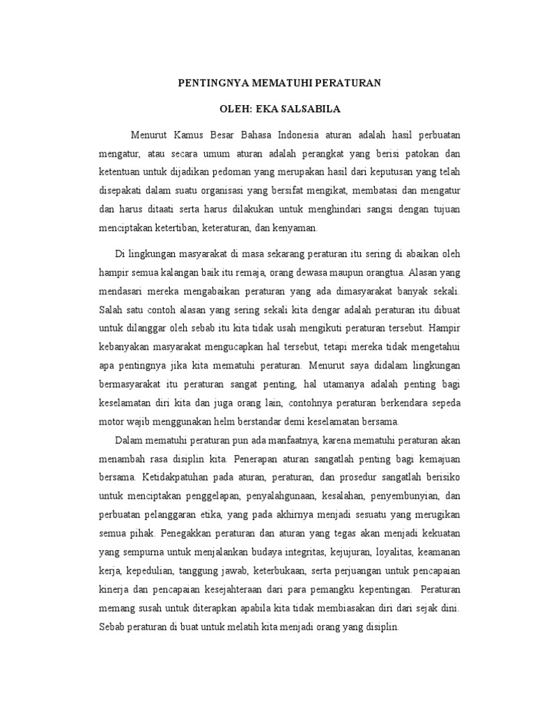 Pentingnya Mematuhi Peraturan | PDF