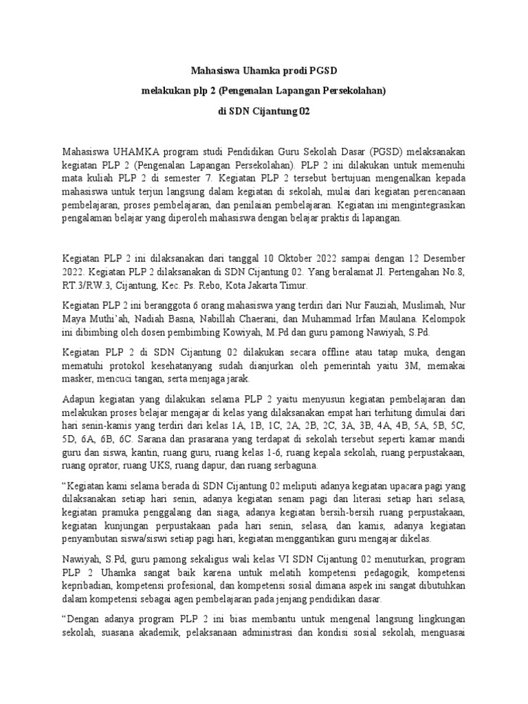 Berita Acara PLP 2 | PDF