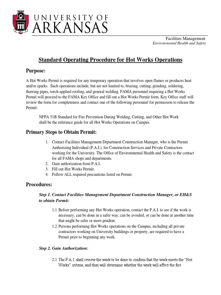 Hot Work Sop | PDF | Safety | Occupational Safety And Health