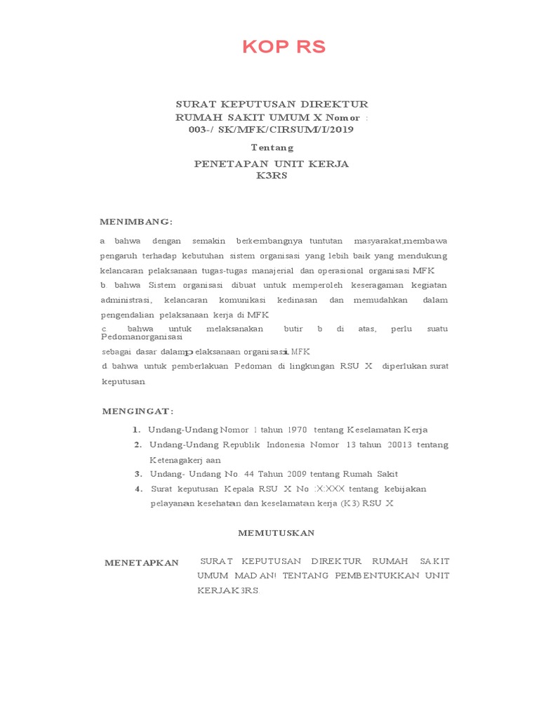 SK Penetapan k3rs | PDF