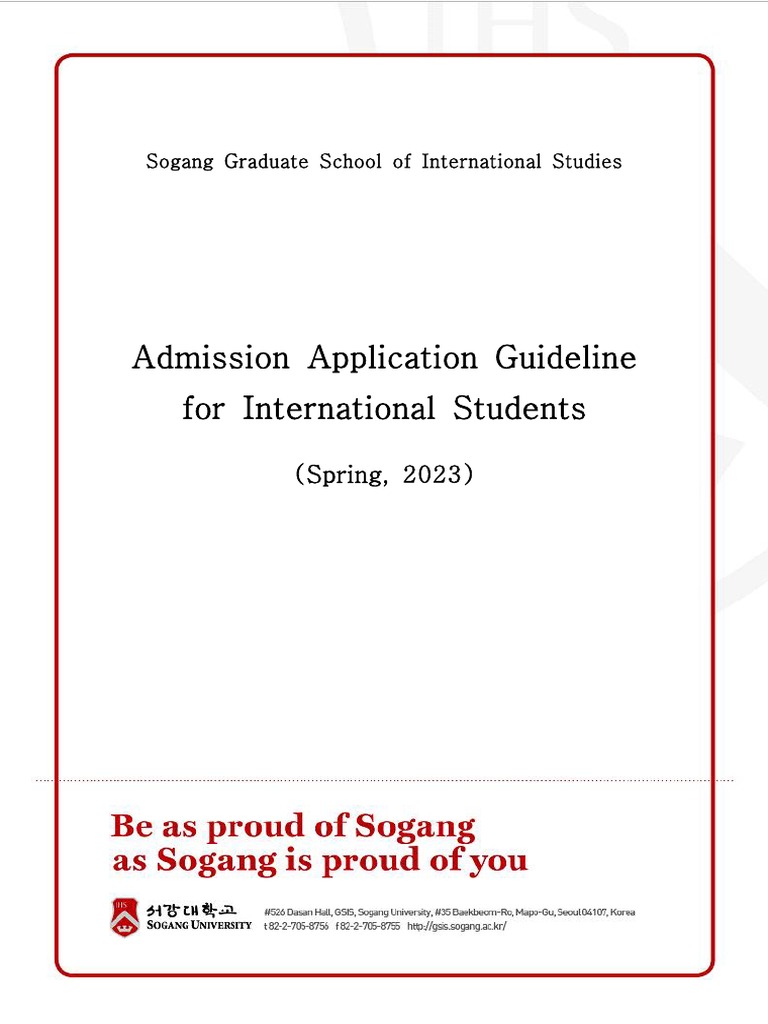 Sogang GSIS - 2023 Spring Admission Guideline | PDF | Academic Degree ...