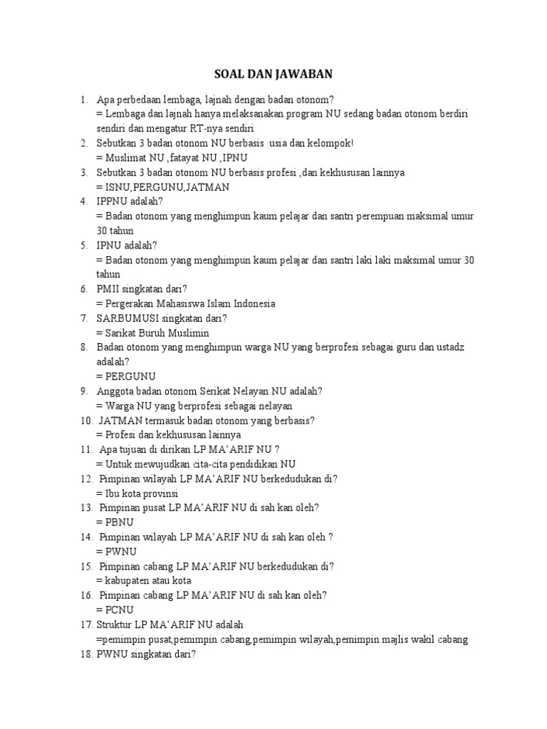 SOAL DAN JAWABAN Aswaja | PDF