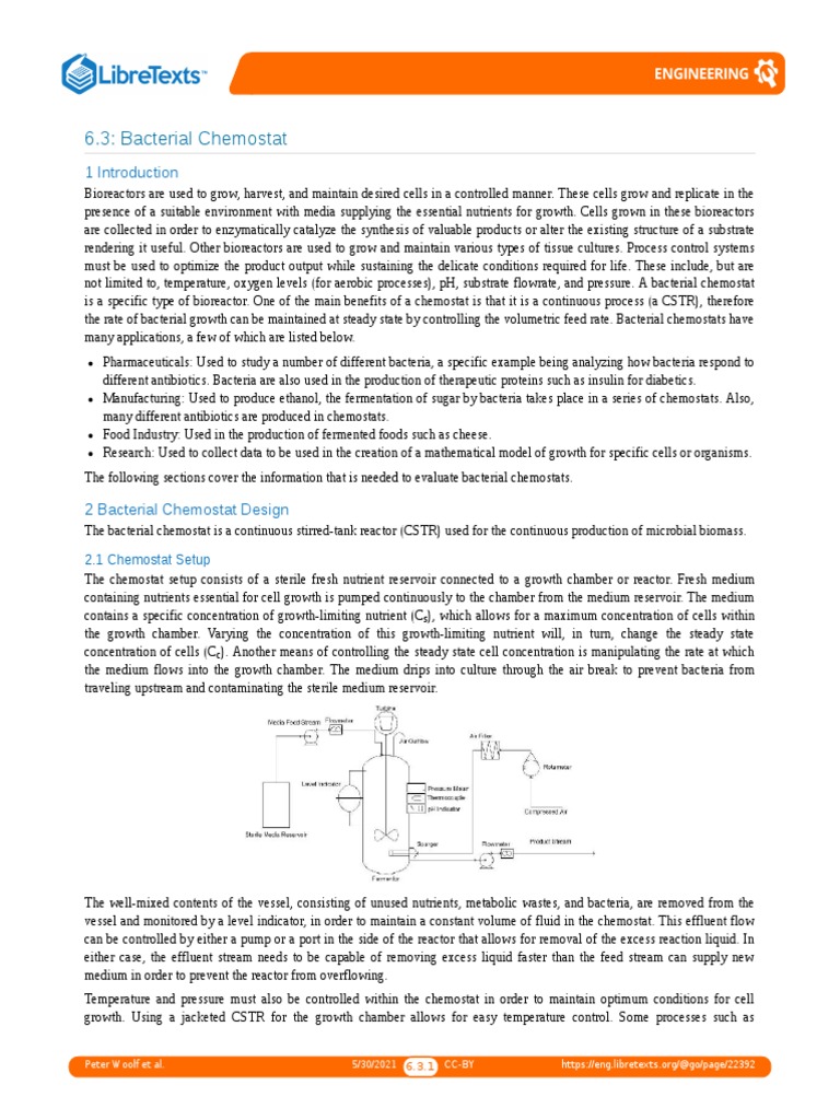 6.03 Bacterial Chemostat | PDF | Chemical Reactor | Bacteria