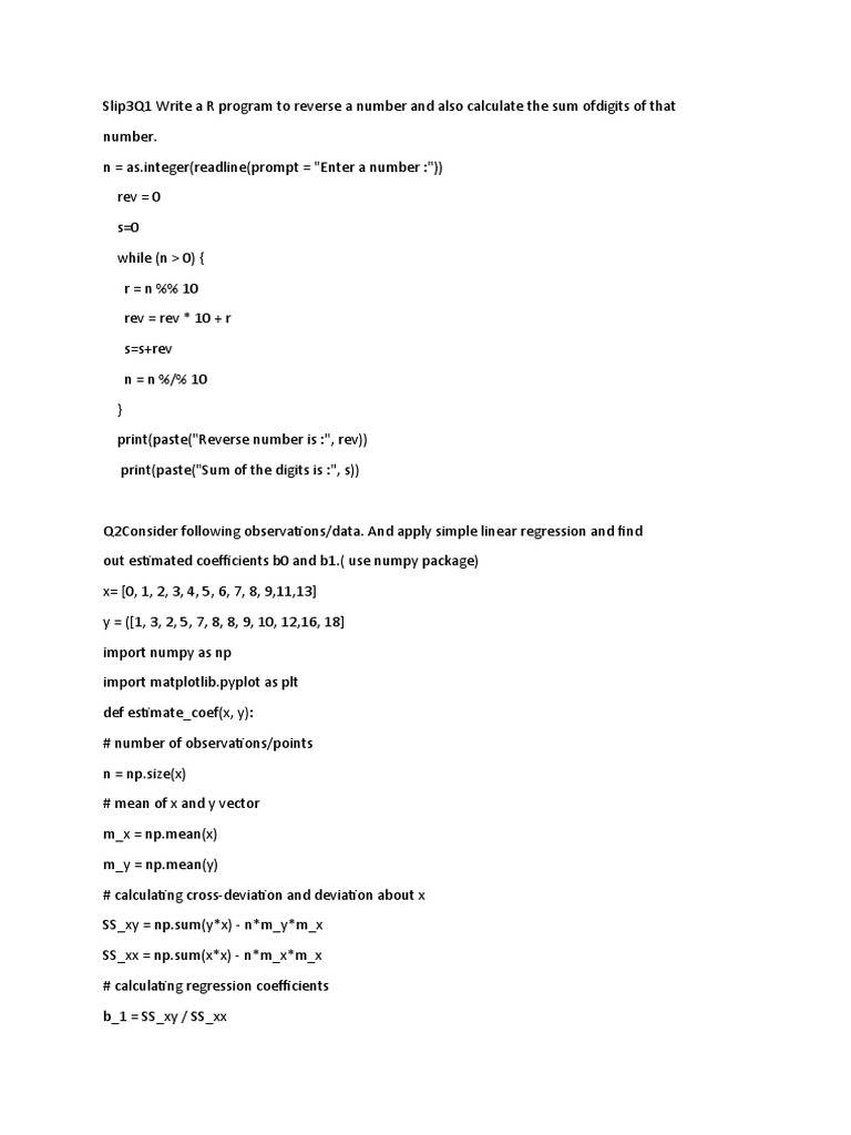 DM Slip Solutions | PDF | Regression Analysis | Statistics