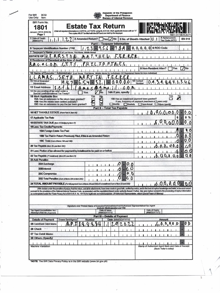 Llamas Estate Tax Return | PDF