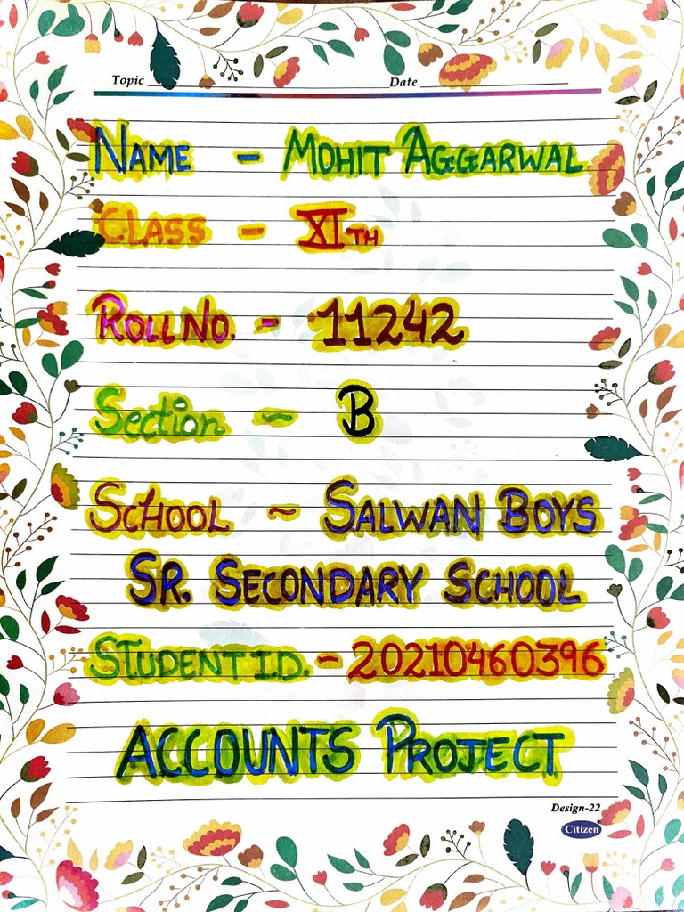 Accounts Project Term 1 Mohit | PDF