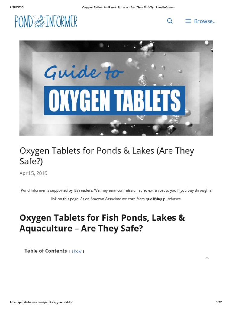 Oxygen Tablets For Ponds & Lakes (Are They Safe - ) - Pond Informer ...