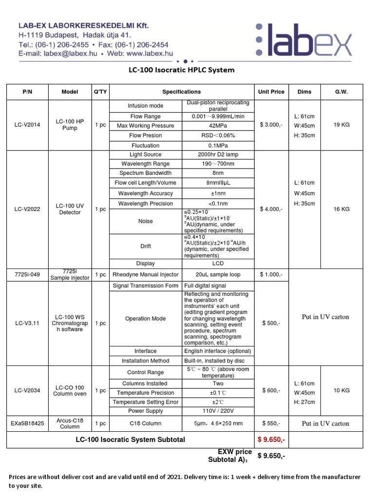 LC-100 Isocratic | PDF | High Performance Liquid Chromatography | Chemistry