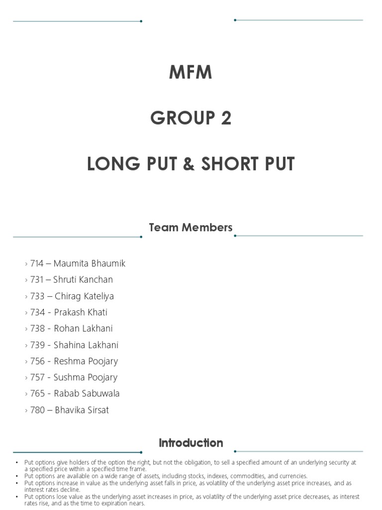Long Put & Short Put | PDF | Put Option | Option (Finance)