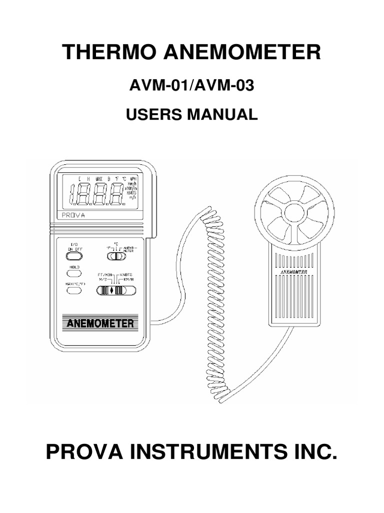 Digital Anemometer - PROVA - User Manual | PDF | Wind Speed | Metrology