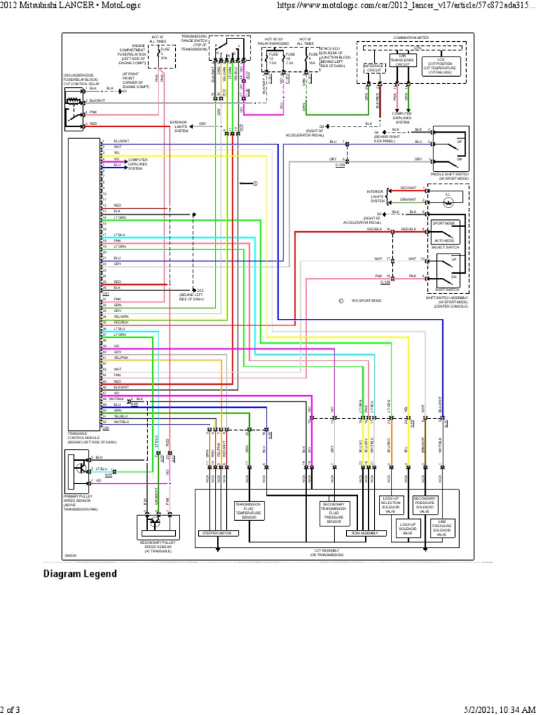 2012 Mitsubishi LANCER CVT Wiring | PDF | Mechanical Engineering | Land ...