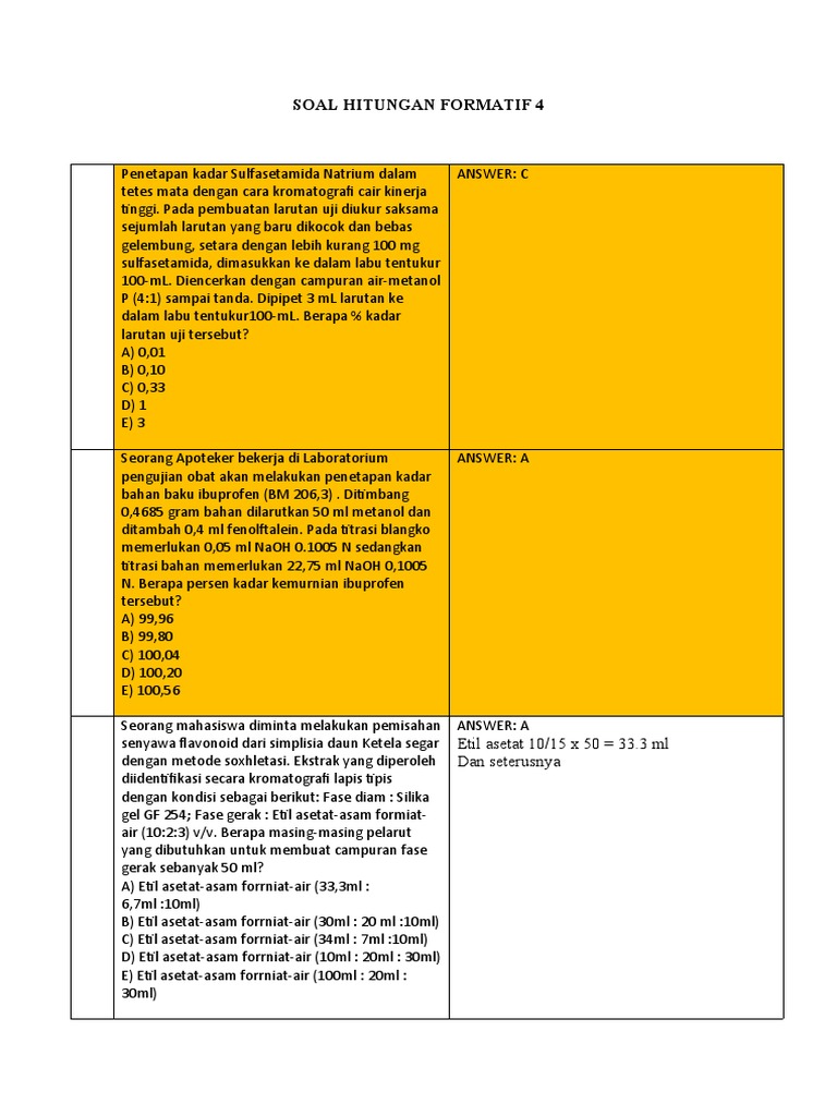 Soal Hitungan Formatif 4 New | PDF