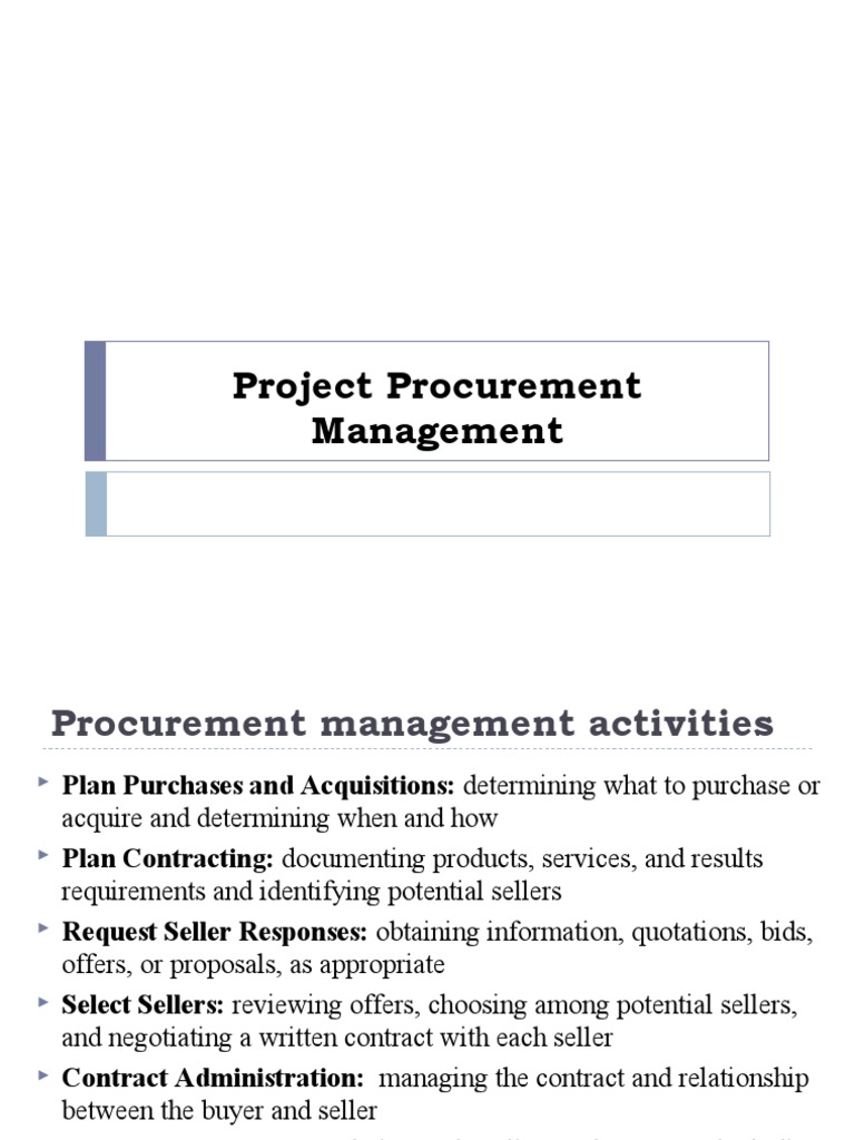 A Comprehensive Guide to Effective Procurement Management in Projects | PDF | Procurement | Sales