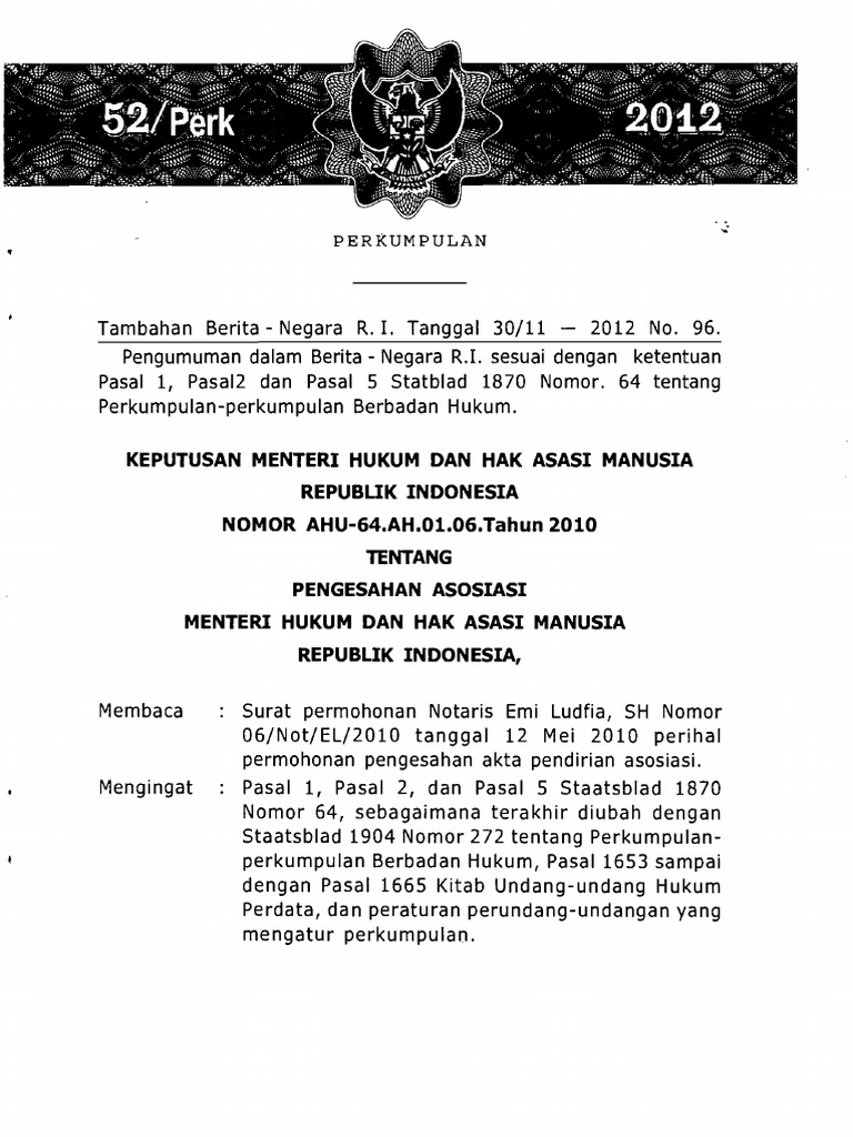 AD ART Aspetri y T Disahkan Kumham | PDF