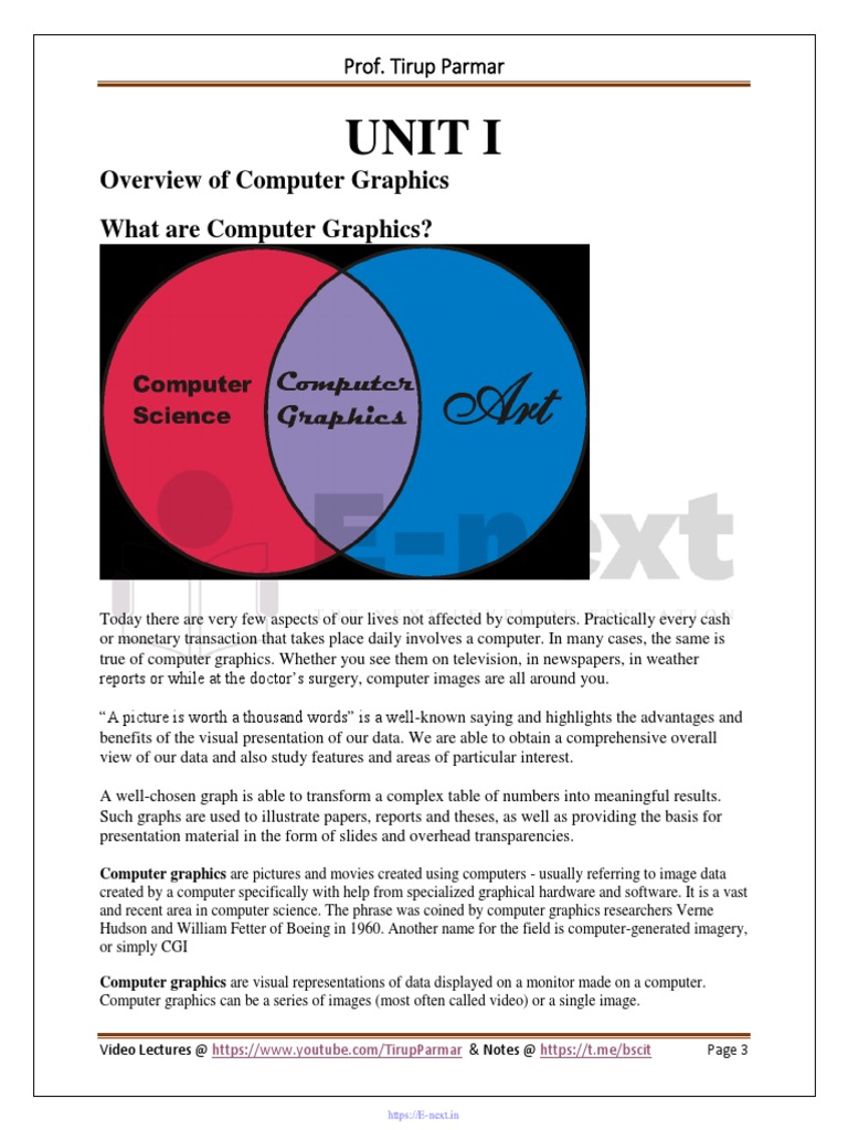 Unit-1 Overview of Computer Graphics (E-Next - In) | PDF | Computer Monitor | Computer Graphics