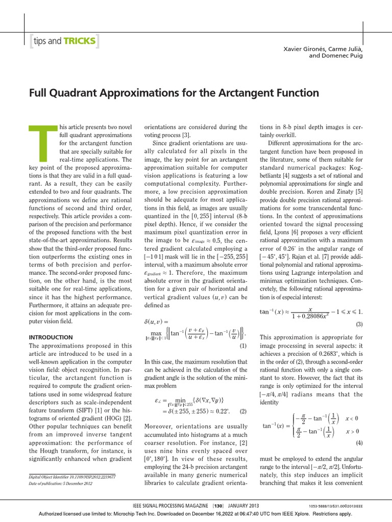 Full Quadrant Approximations For Arctangent Tips and Tricks | PDF | Function (Mathematics ...
