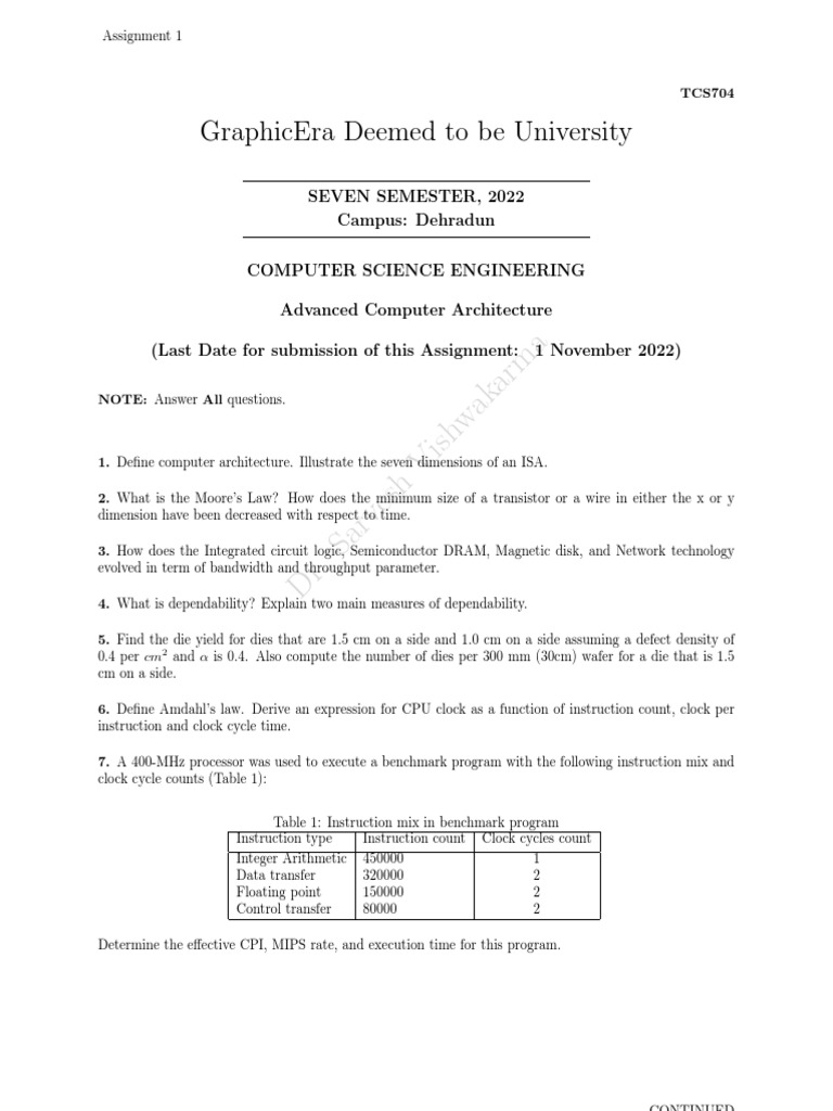 Assignment 1 | PDF | Central Processing Unit | Computer Architecture
