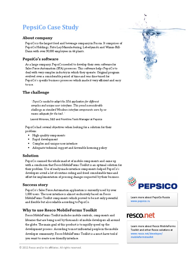 Pepsico Casestudy | PDF | Pepsi Co | User Interface