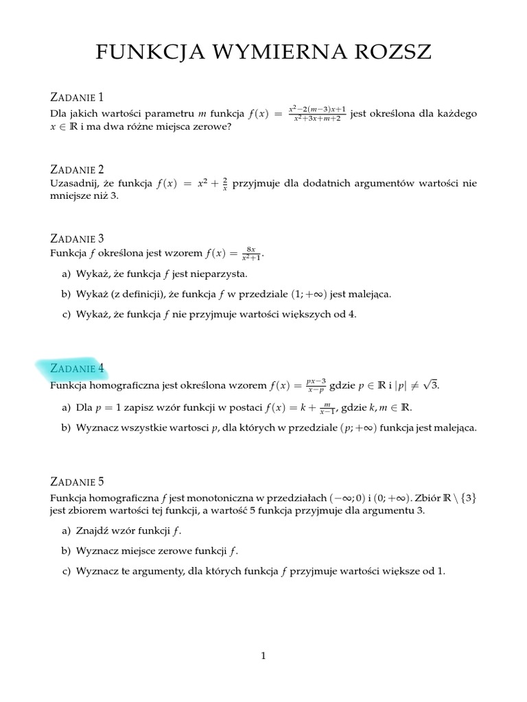 3.1. Funkcje Wymierne 2019 Rozsz | PDF